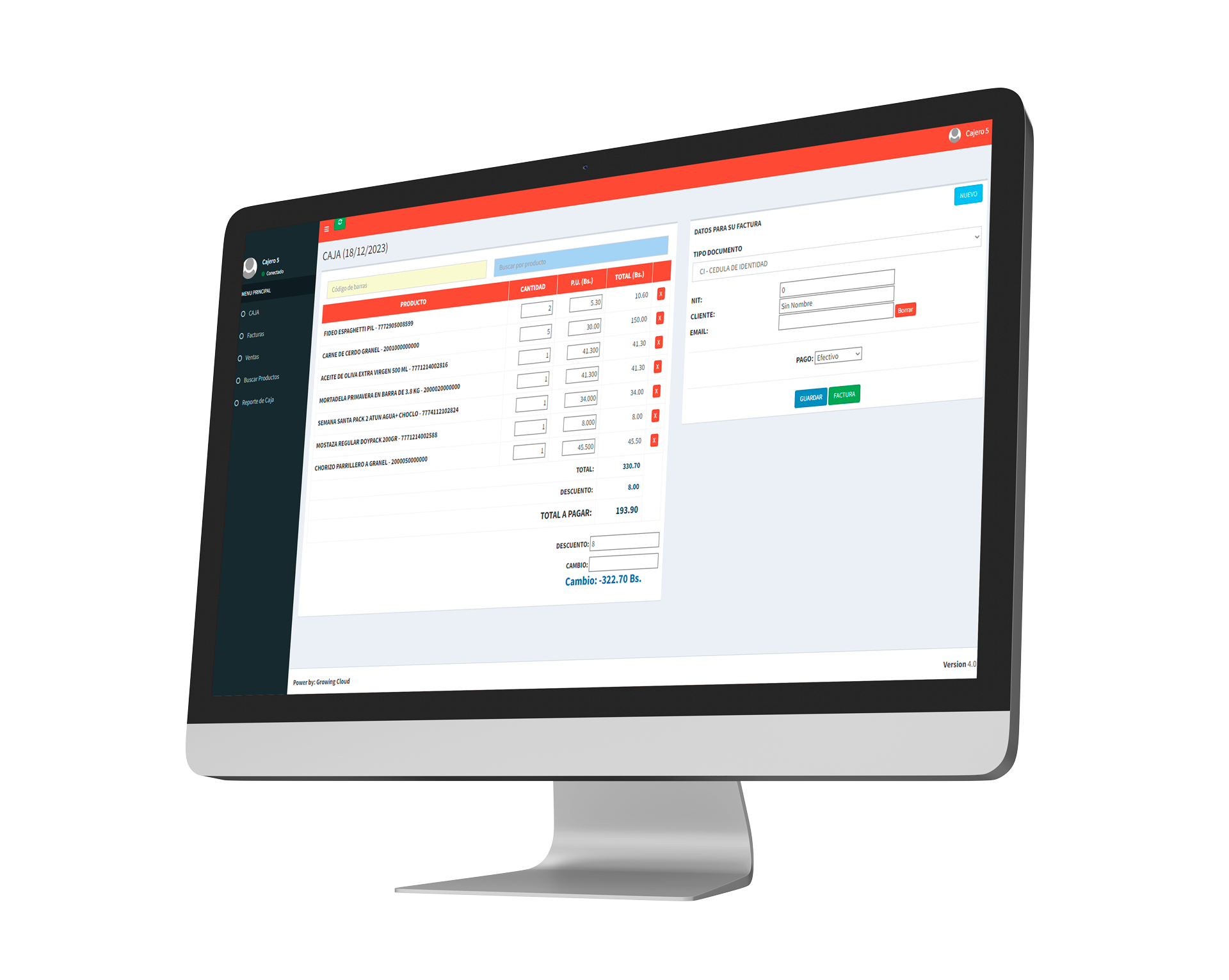 Sistema de Facturación en línea Supermercados – Growing Cloud